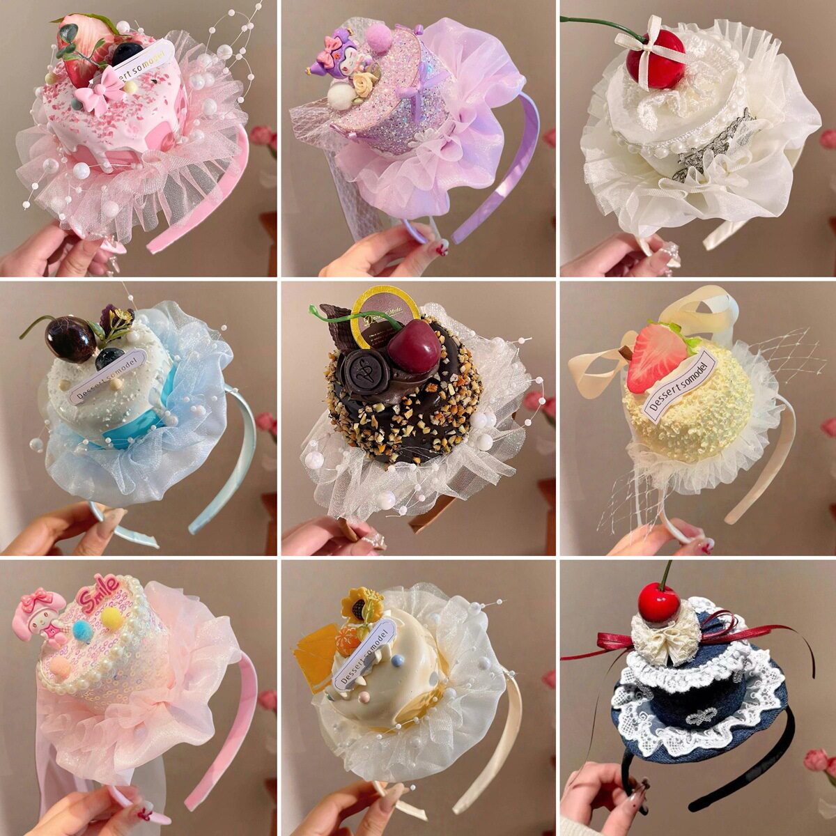 周岁女宝头饰氛围生日聚会帽子皇冠蛋糕发箍仿真装饰头箍公主派对