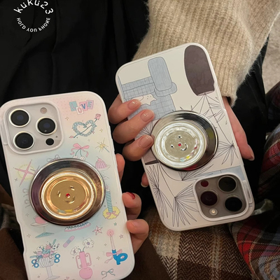 开心金币转转手机支架银色磁吸kuku金气囊替换帽金属满钻泡泡pps