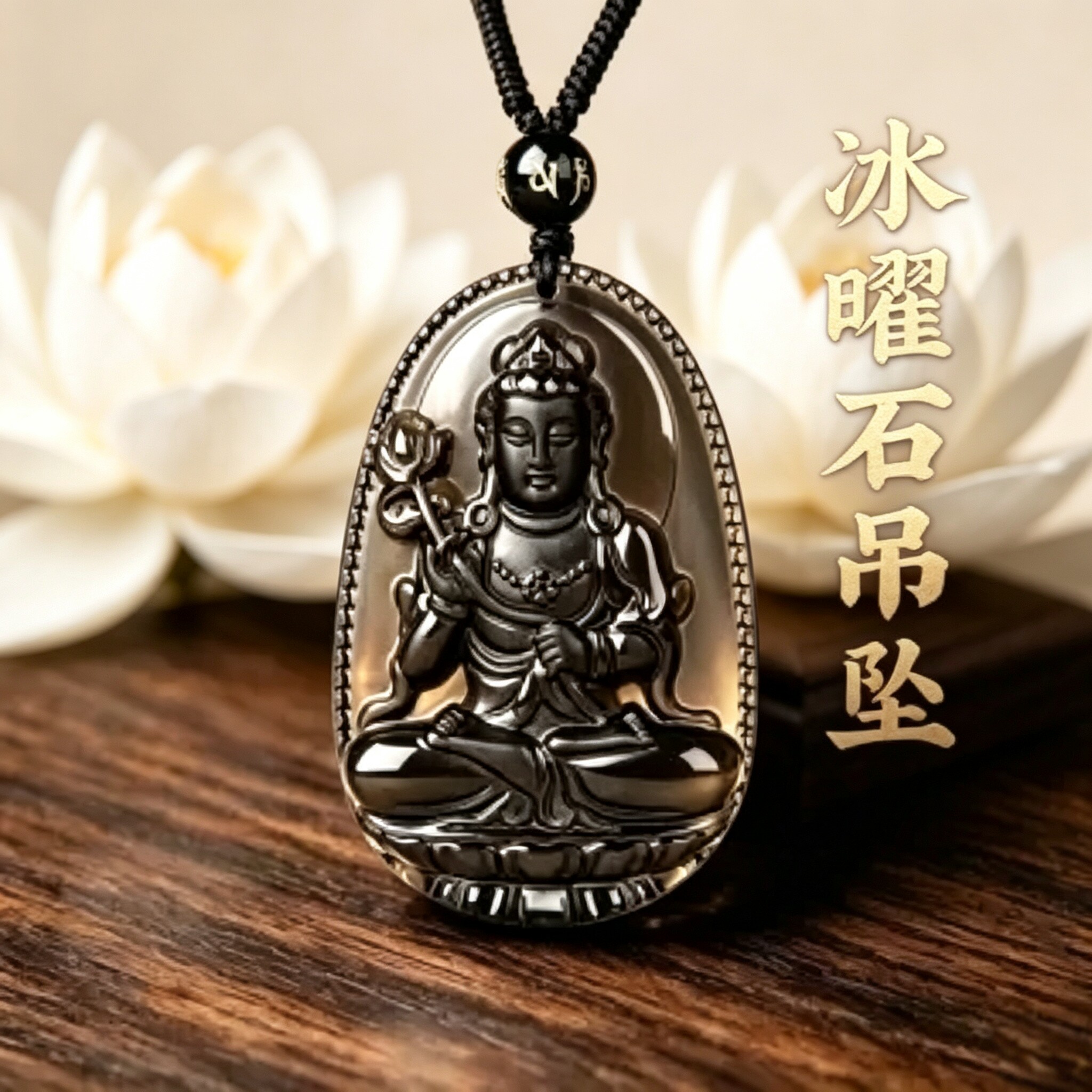 天然冰种黑曜石本命佛吊坠本命年十二生肖守护神护身符挂件项链女