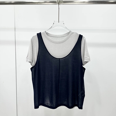 夏新款圆领短袖两件套T恤