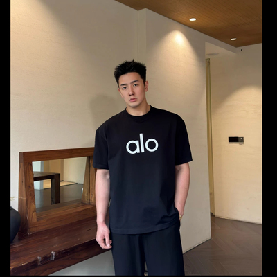 alo fite官方纯棉户外运动短袖T恤男女情侣装重磅青少年夏季上衣