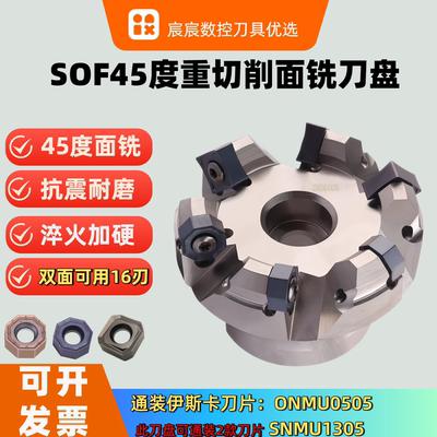 SOF45度重切削16刃面铣刀盘