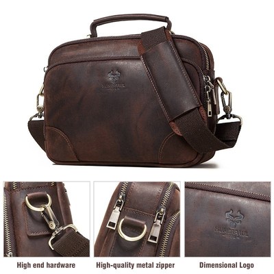 Top Quality Genuine Leather Male OfficKe Bags Casual Shoulde