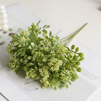 极速塑料仿真绿植白绿色小草水草A叶子背景墙DIY制作配件插花配草