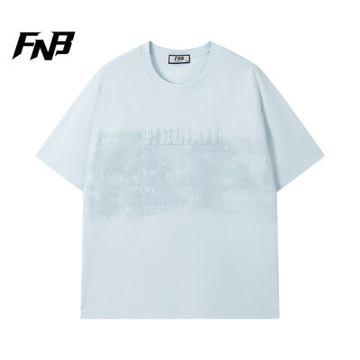 FNB美式街头风短袖T恤男女2026简约字母印花宽松情侣款上衣高级感
