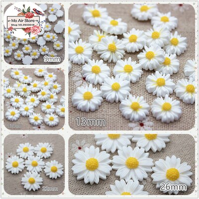 极速9/13/16/22/26mm whrite daisy flower resin flatback caboc