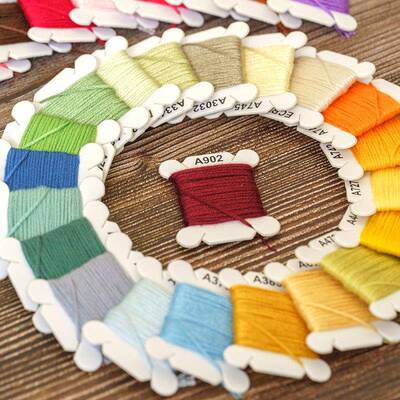 爆款80色4米绣花线447色棉线刺绣线DIY手工辅料鞋垫绣线