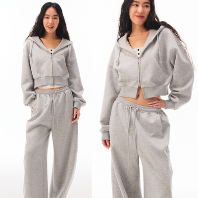 demi et demi×ROSYDOEDIAN赵露思联名短款连帽烫钻卫衣外套