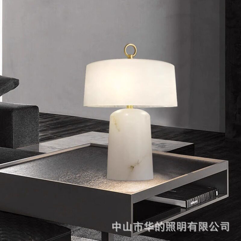 北欧天然云石客厅奢华台灯简约现代酒店别墅卧室书房床头装饰台灯