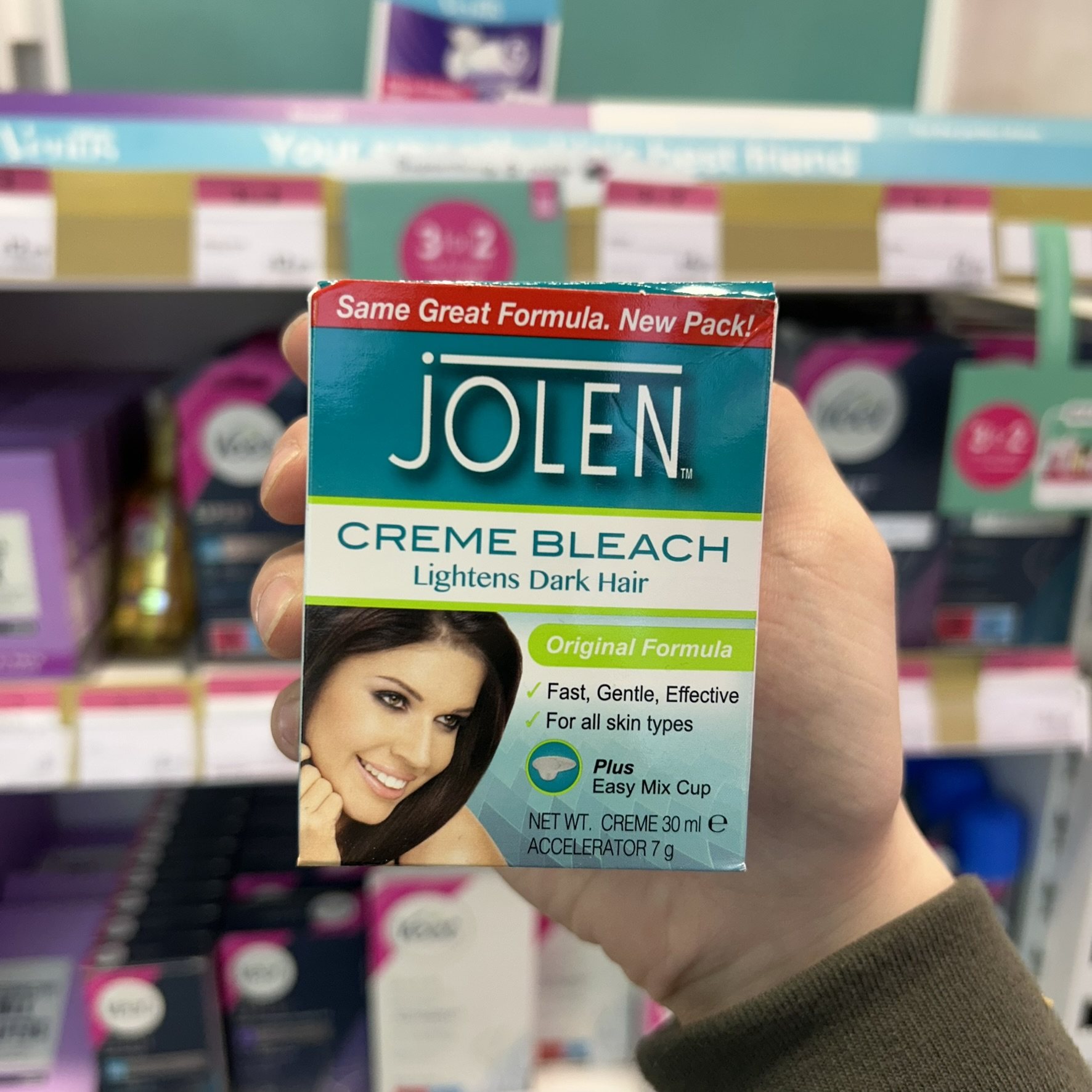 英国原装进口Jolen漂眉膏漂胡剂温和防过敏淡化眉毛汗毛唇毛胡子