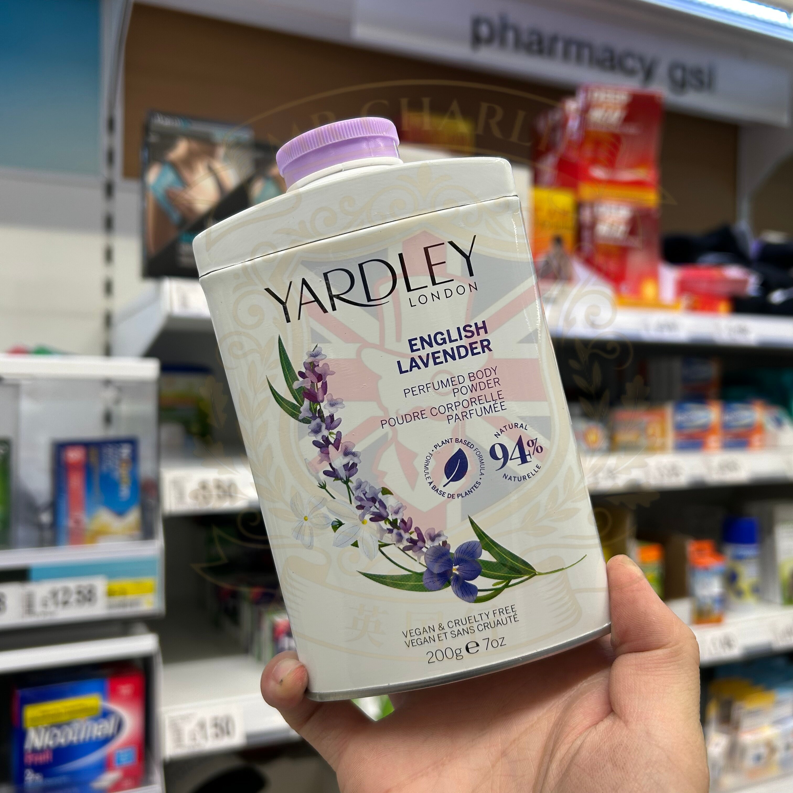 英国Yardley雅德利爽身粉 香氛身体粉 舒缓肌肤干爽 天然植物配方