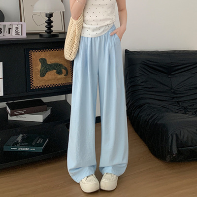 韩系慵懒显瘦阔腿裤女日常百搭小个子多裤长松弛感