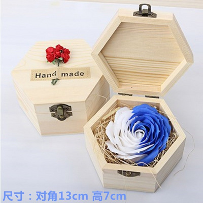 极速.wooden hbox rose soap flower gift box valentines day m