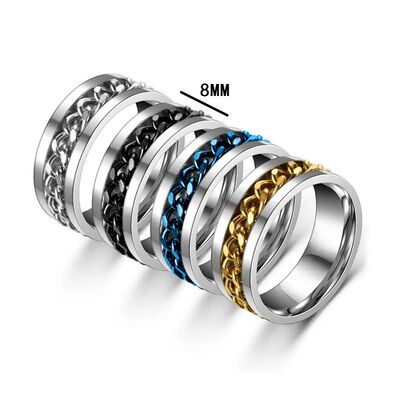 极速Titanium Steel Rotattable Chain Couple Ring Anxiety Mult
