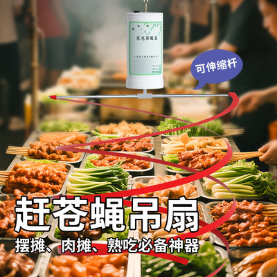 充电赶苍蝇风扇熟食店地摊神器专用小吊扇驱蚊户外卤肉夜市驱蝇