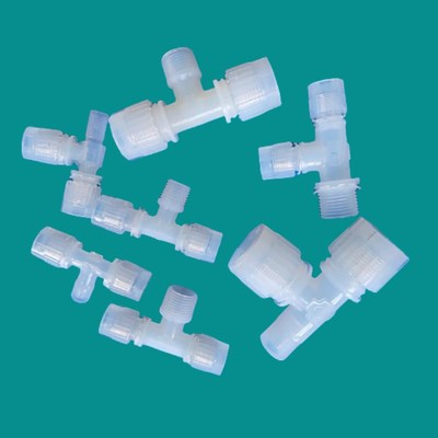 PFA三通外牙三通入珠式外丝PFA三通pillar入珠外牙PFA三通