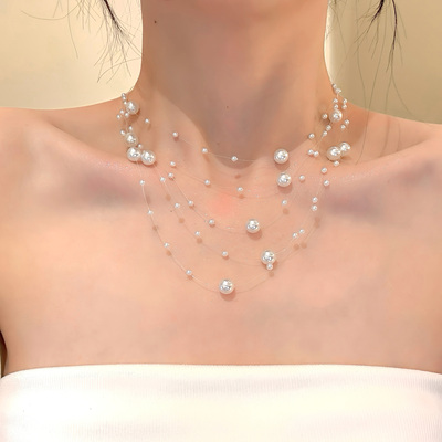 纯欲入侵满天星多层珍珠项链