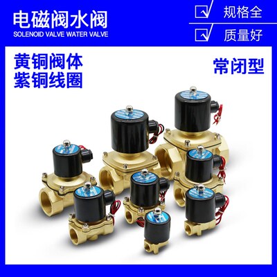 电磁阀铜常闭2W-160-15/2W-025-08/2W-250-25开关水油气阀AC220V
