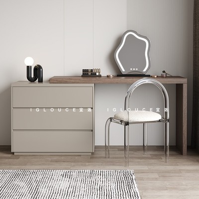 欧兰嘉梳实木三斗柜实木妆台一体卧室小户型床尾柜伸缩转角化妆桌