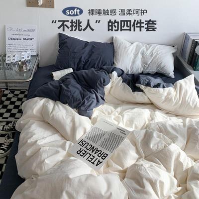水洗棉四件套床单被套床罩床笠款套件学生宿舍三件套优艺欣水