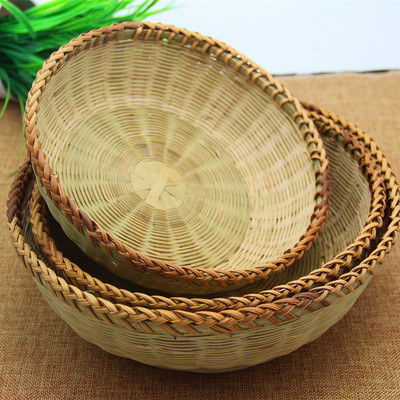 家用手工a竹编盛馍筐馒头筐竹篮厨房编织藤编收纳水果小框子菜蓝