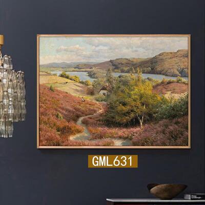 革马兰丹麦风景油画蒙森德世界名画山水画玄关装饰画餐厅走廊办公
