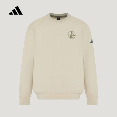 adidas阿迪达斯套头衫运动衫秋冬男重磅毛圈布印花圆领卫衣LD7457