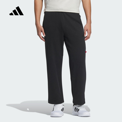 阿迪达斯2025春男长裤蛇年新年款法式毛圈布直筒运动休闲裤JM1010