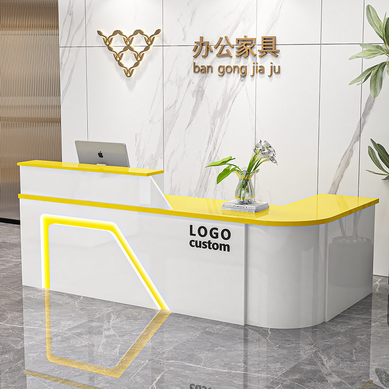 前台接待台转角办公桌服装店铺小型超市水果店圆弧柜台收银台吧台