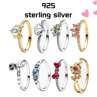 [新品]S925纯银无限爱心戒指pavé密镶粉色心形七夕礼物