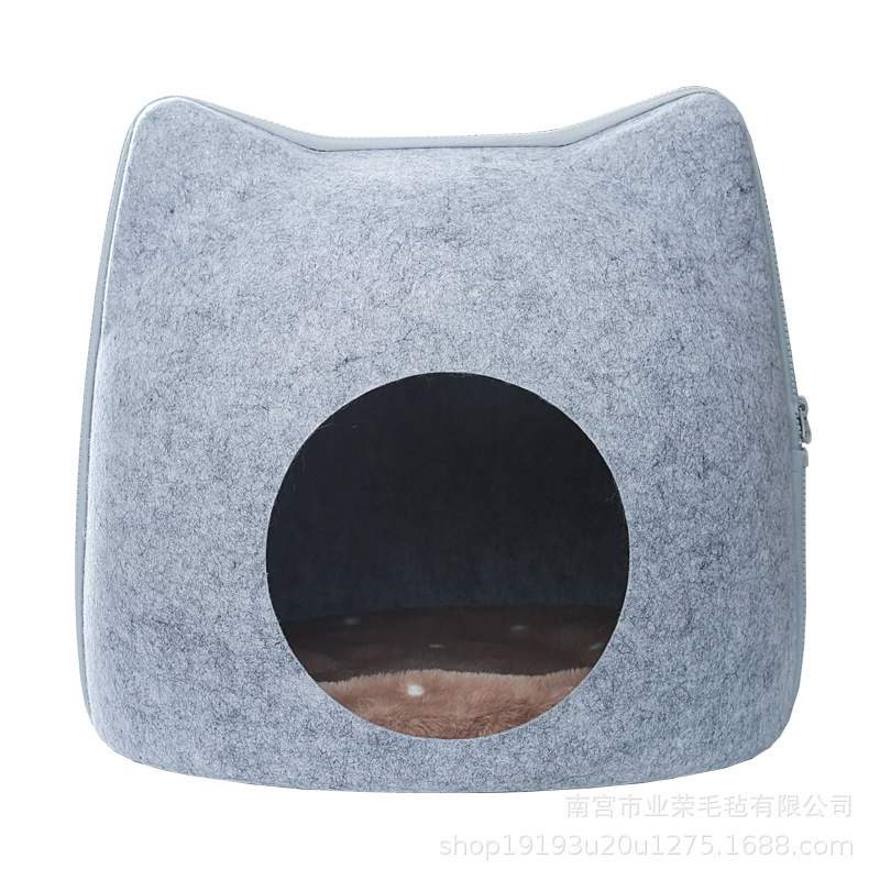 新款 毛毡猫窝半封闭式创意猫窝四季可用猫窝/屋/帐篷/沙发