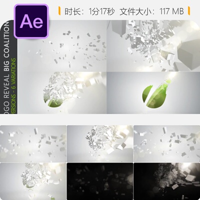 Logo Reveal Big Coalition AE模板三维企业标志动画破碎爆炸特效
