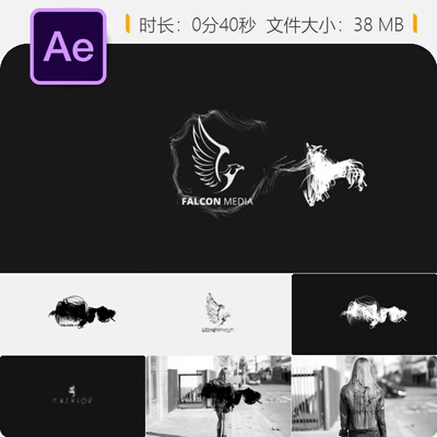 暗黑优雅电影LOGO动画AE模板粒子特效片头制作Trapcode Form插件