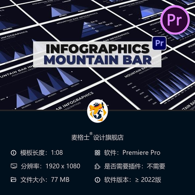 Infographics Mountain 动态柱状图企业数据可视化图表PR模板