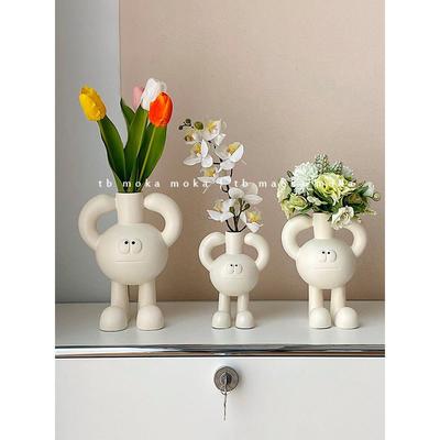 北欧现代大脚丫趾小可爱花瓶ins风网红桌面客厅国产玫瑰积木摆件