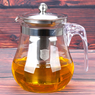茶壶玻璃泡茶壶耐热玻璃茶具商用花茶壶中式水壶304不锈钢1200ml