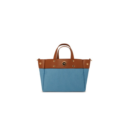 FIBRENO 小号托特限量版帆布拼接包 灰蓝色BAG S • 43 GREY BLUE