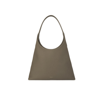 FIBRENO 大号牛皮荔枝纹HOBO包 可可灰色DIECI HOBO BAG HALF