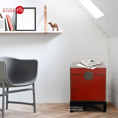 实木新中式家具茶几桌客厅沙发边几小官箱仿古做旧角几