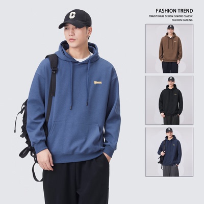 冬季青少年连帽卫衣男2025新款加绒加厚今年流行爆款痞帅风