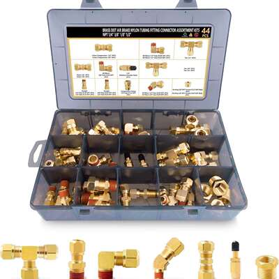 44PCS气动刹车线配件套件,14183812点接头T型弯头套装T型直通