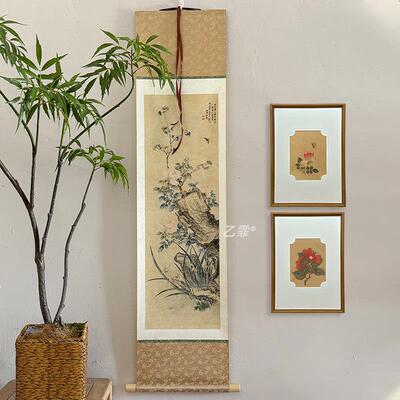 桔子格调 兰石图 新中式宋式美学覆古客厅书房茶室装饰画 画卷轴