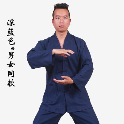 武当道袍春夏V领正一道士服装男女同款秋季三宝领道姑服装居士服