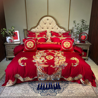 九喜狐被套家纺结婚床上用品四件套龙凤刺绣婚庆男方备婚
