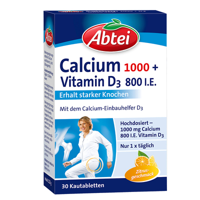 Abtei钙+D3咀嚼片30片/盒-4026600533614