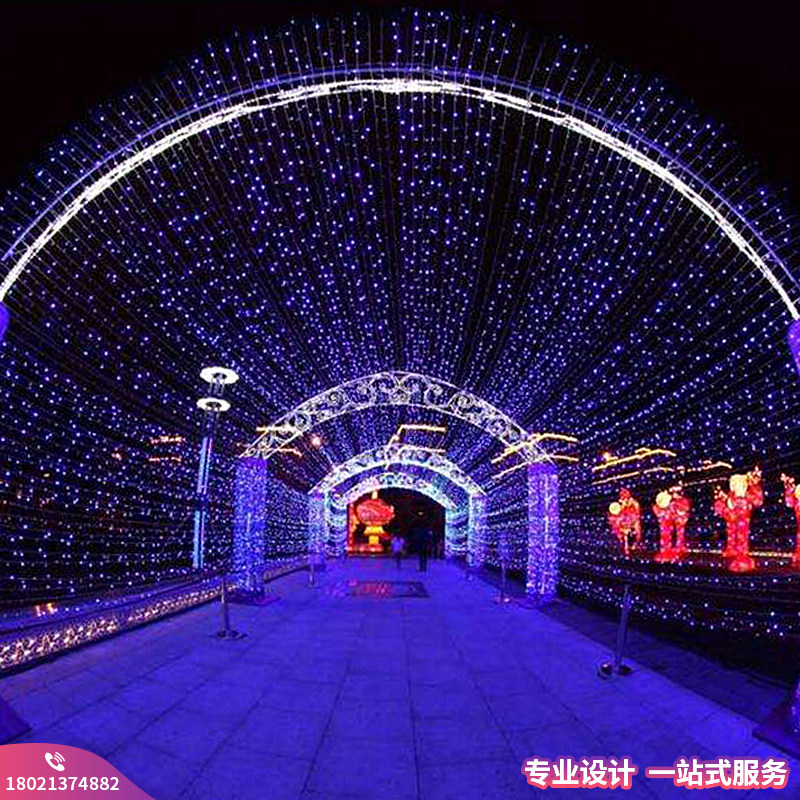 新品网红时光隧道梦幻大型灯光节造型灯海L豚户外灯光秀拱门商场