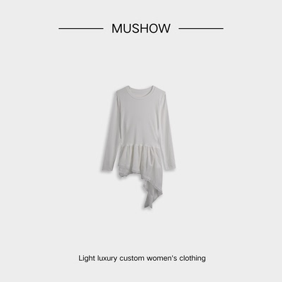 慕秀Mushow「花漾甜风」韩系不规则下摆上衣