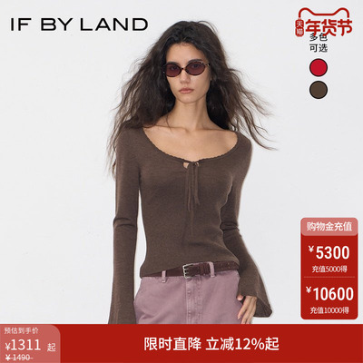 IF BY LAND设计师品牌25年秋季新款假系带蝴蝶结绵羊毛上衣女