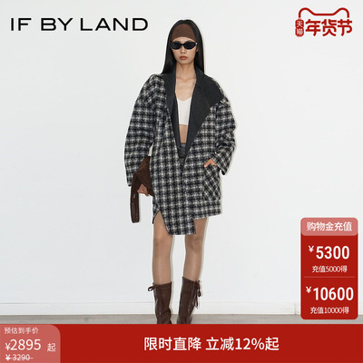 IFBYLAND格纹连身围巾大衣外套