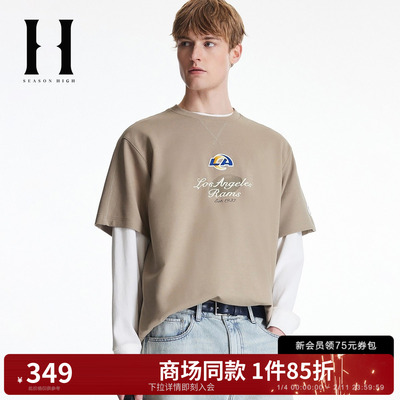 SEASON HIGH男装略宽松短袖T恤上衣洛杉矶公羊队舒适百搭罗纹圆领